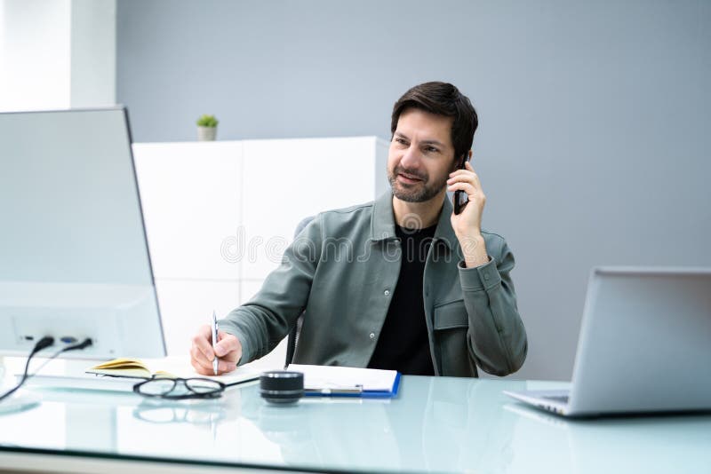 Receptionist Phone Call on Corporate Telephone Stock Image - Image of ...