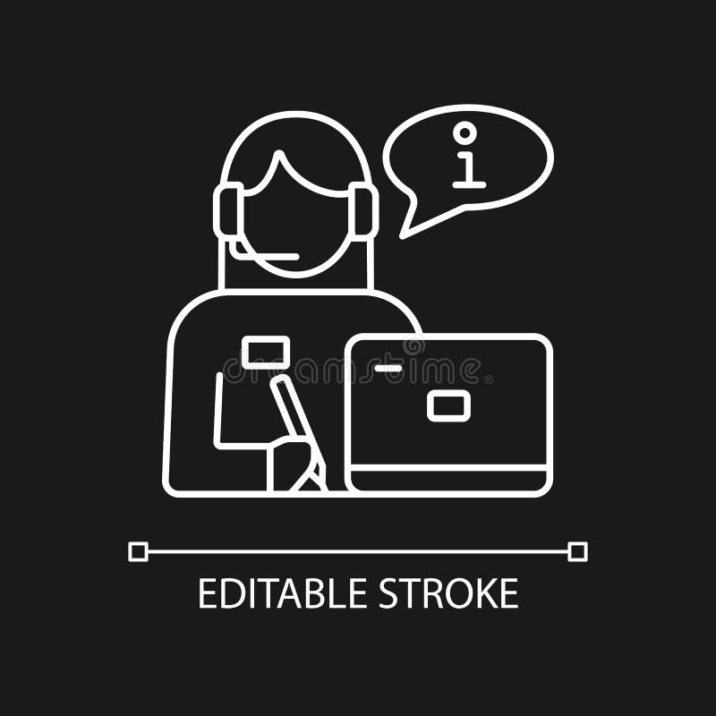 Receptionist White Linear Icon for Dark Theme Stock Vector ...