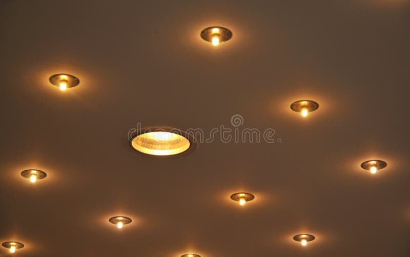 Recessed Halogen Lamps Built in a Ceiling Stock Image - Image of ...