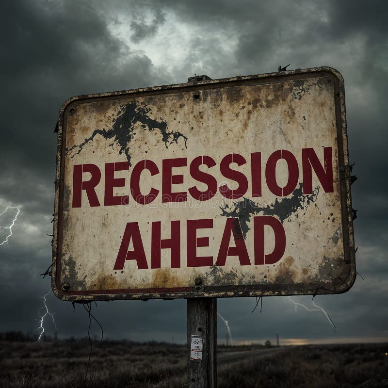 Recession Ahead sign stock illustration. Illustration of hardship ...