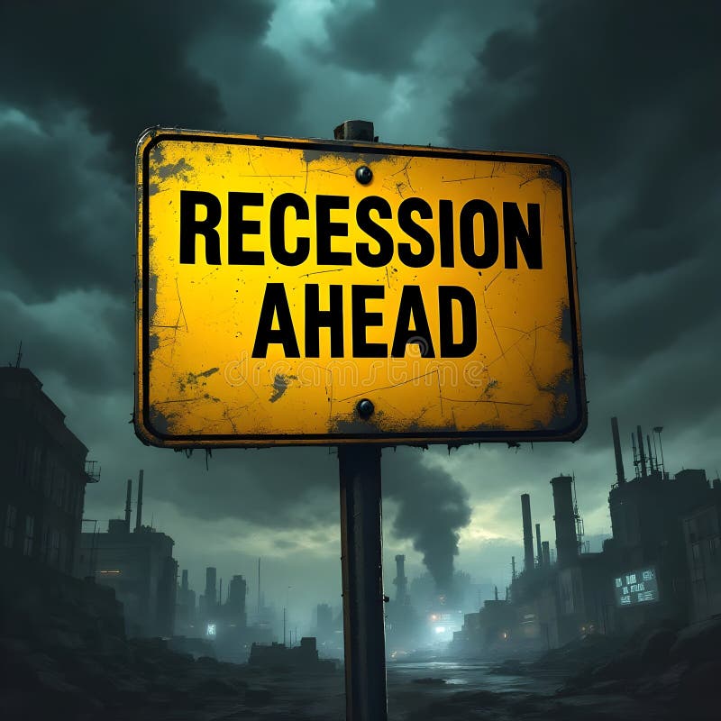 Recession Ahead sign stock illustration. Illustration of inflation ...