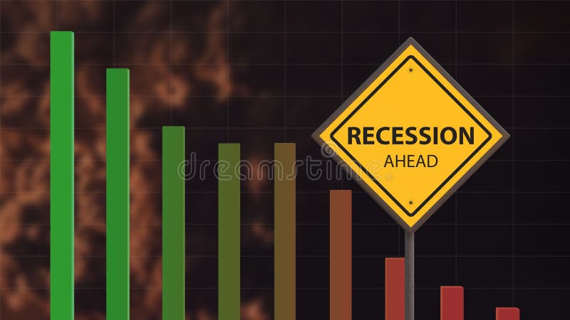 Recession Ahead Warning Symbol with Graph Stock Illustration ...