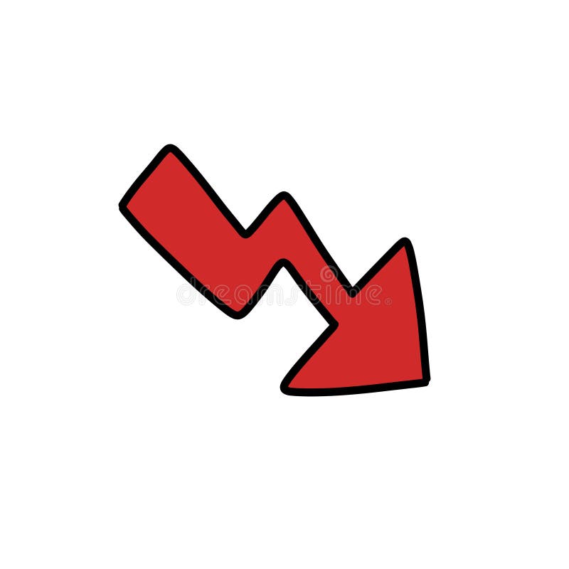 Recession Arrow Doodle Icon, Vector Color Illustration Stock ...