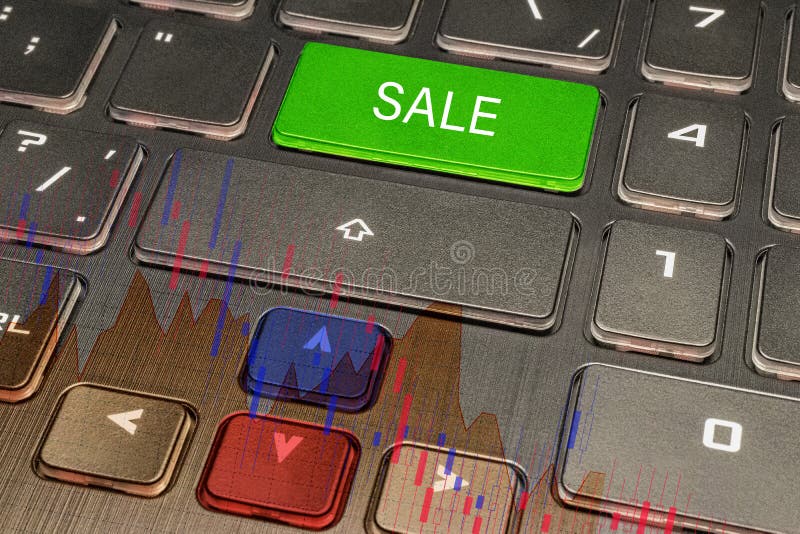 Recession Graph. Financial Crisis Concept. Computer Keyboard with Stock ...