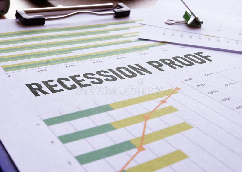 Recession Proof is Shown Using the Text and Charts Stock Photo - Image ...