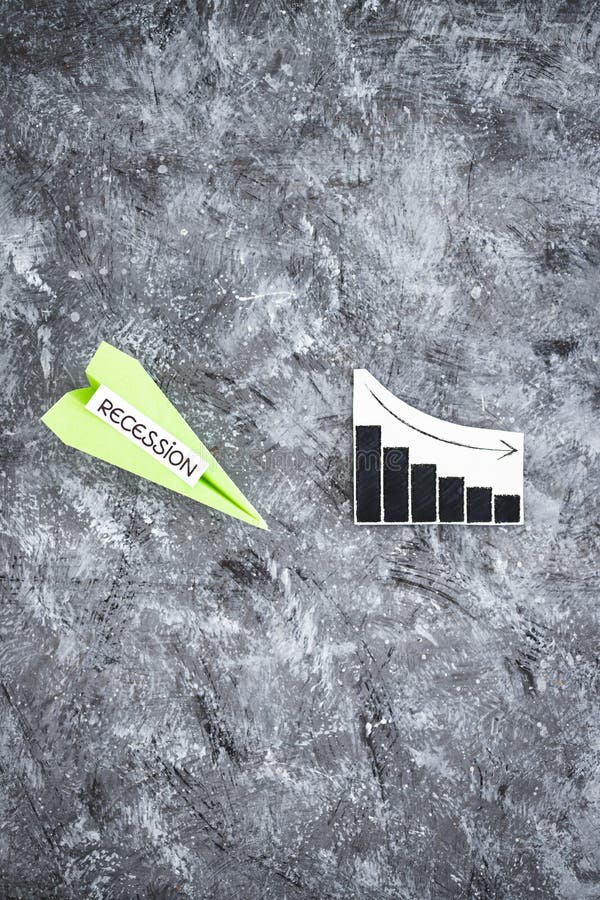 Recession Text on Paper Plane Going Down with Stats Graphs, Economic ...
