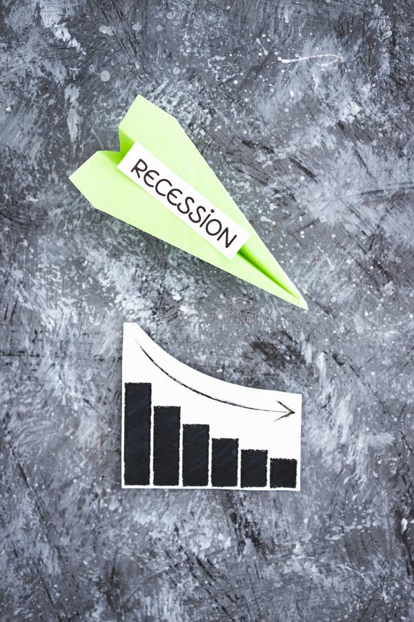 Recession Text on Paper Plane Going Down with Stats Graphs, Economic ...