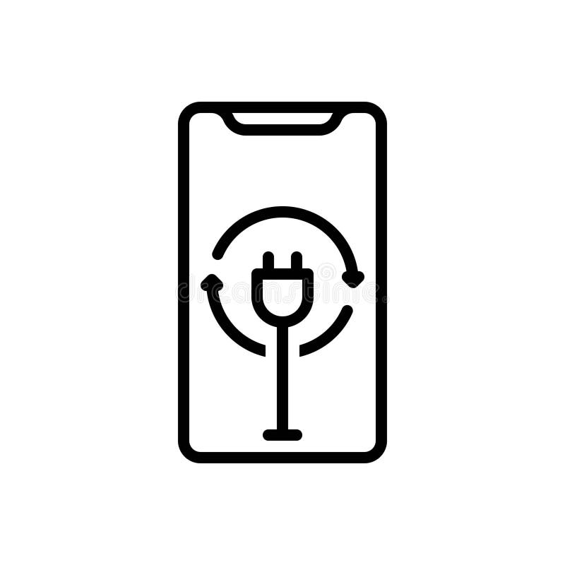 Black Line Icon for Recharge, Phone and Battery Stock Illustration ...