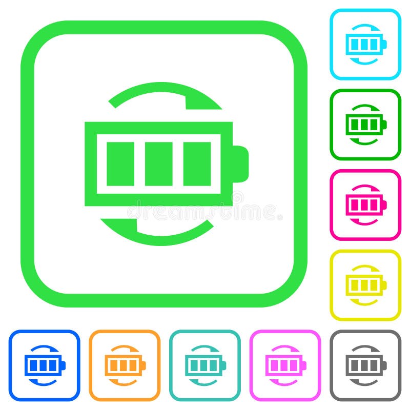 Rechargeable Battery Engraved Icons on Edged Square Buttons Stock ...