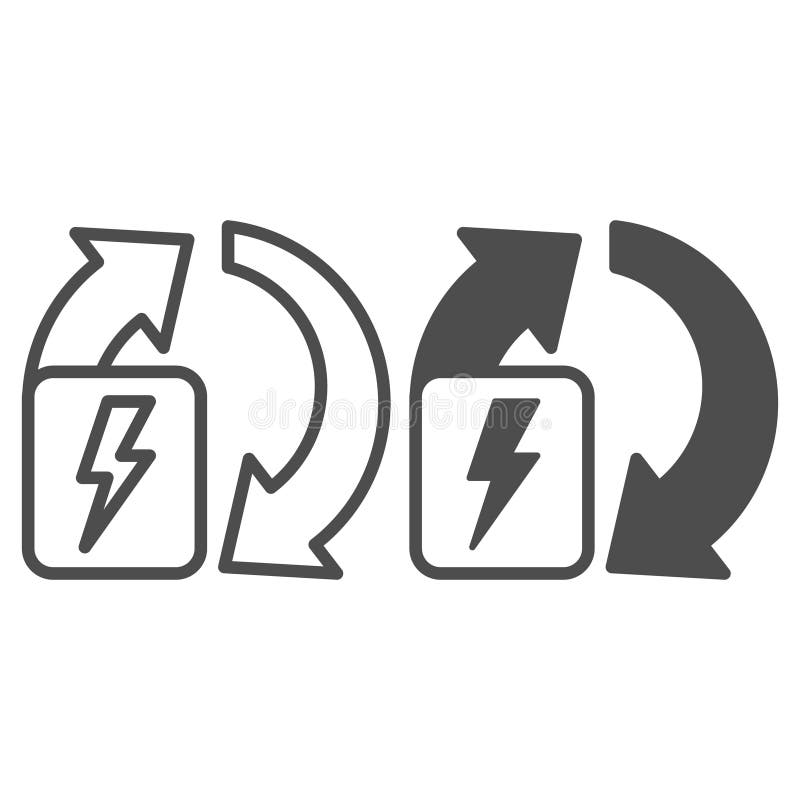 Rechargeable Electricity Line and Solid Icon, Renewable Energy Concept ...