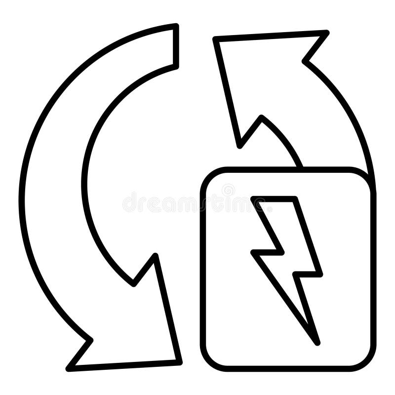 Rechargeable Electricity Thin Line Icon, Renewable Energy Concept ...