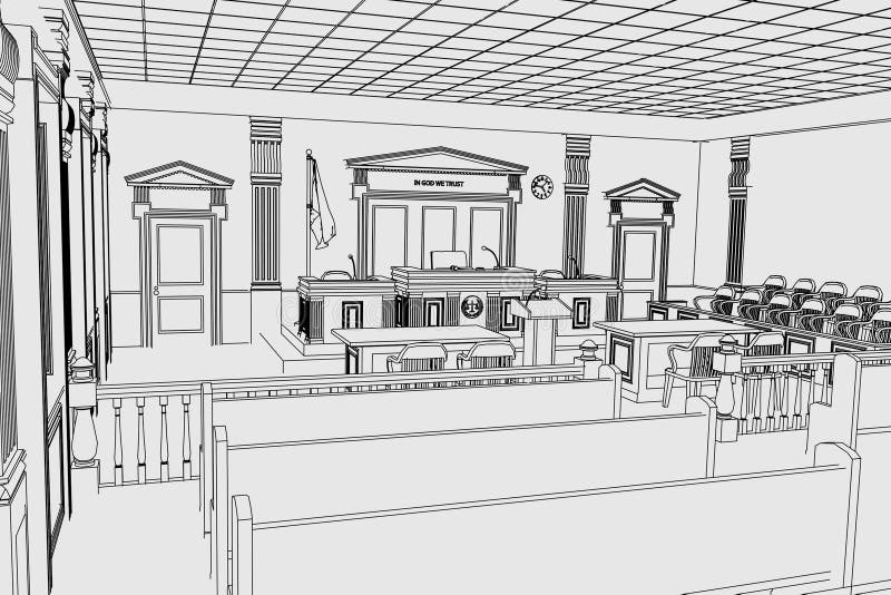 Rechtszaal stock illustratie. Illustration of misdaad - 54753491