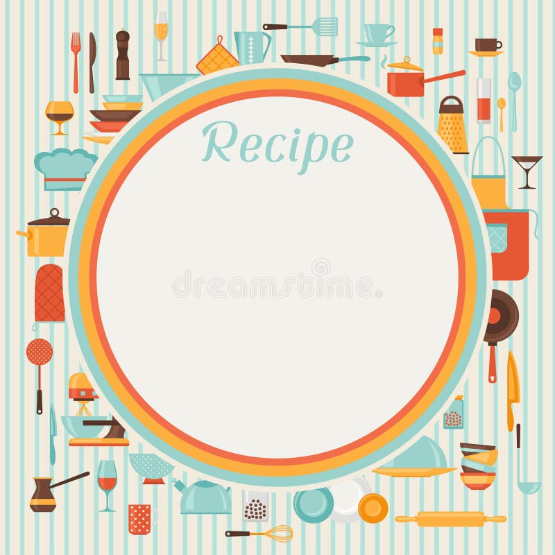 Card with Kitchen Shelves and Cooking Utensils in Stock Vector ...