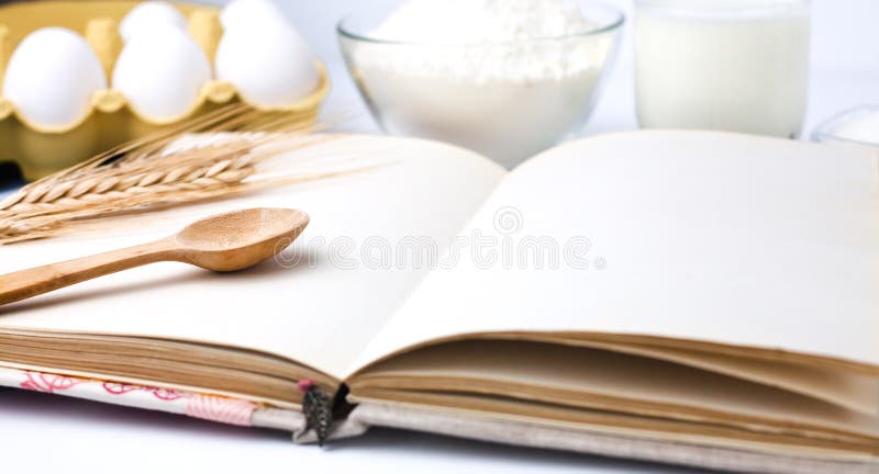 Recipe Book on the Kitchen Table. Cooking Process Stock Image - Image ...