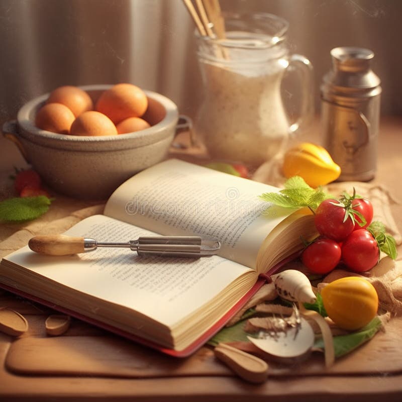 The Recipe Book is on the Table. the Cooking Process Stock Image ...