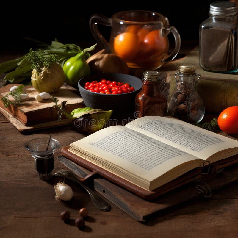 The Recipe Book is on the Table. the Cooking Process Stock Image ...