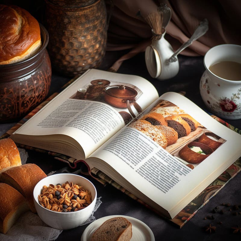 The Recipe Book is on the Table. the Cooking Process Stock Photo ...