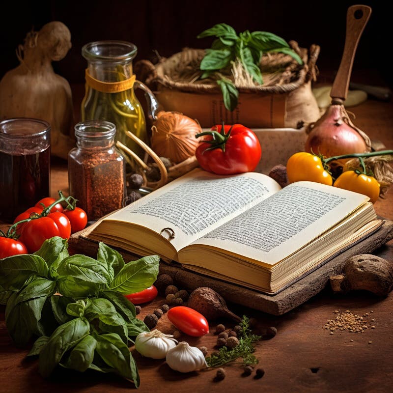 The Recipe Book is on the Table. the Cooking Process Stock Illustration ...