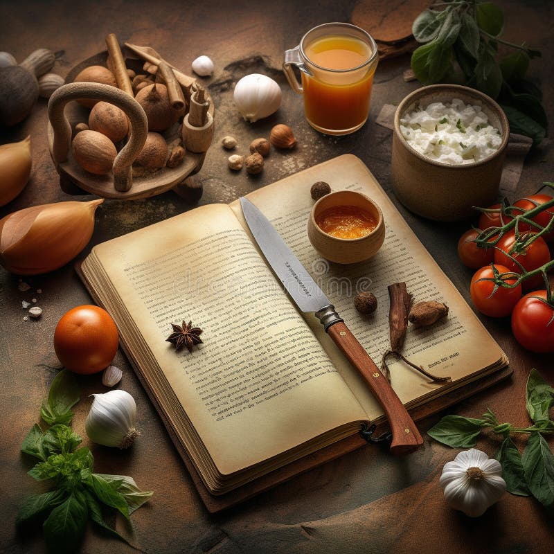 The Recipe Book is on the Table. the Cooking Process Stock Illustration ...