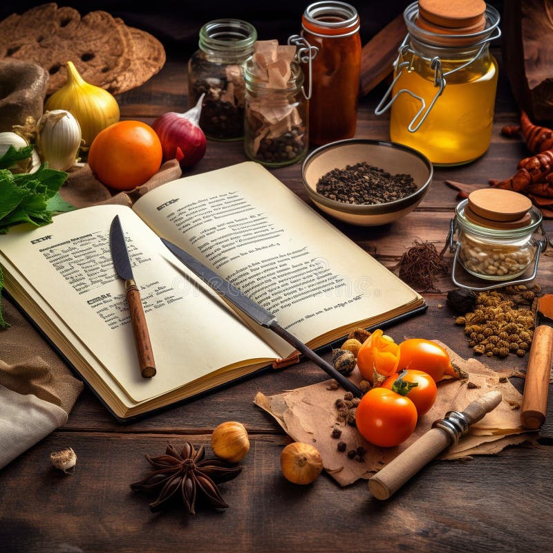 The Recipe Book is on the Table. the Cooking Process Stock Illustration ...