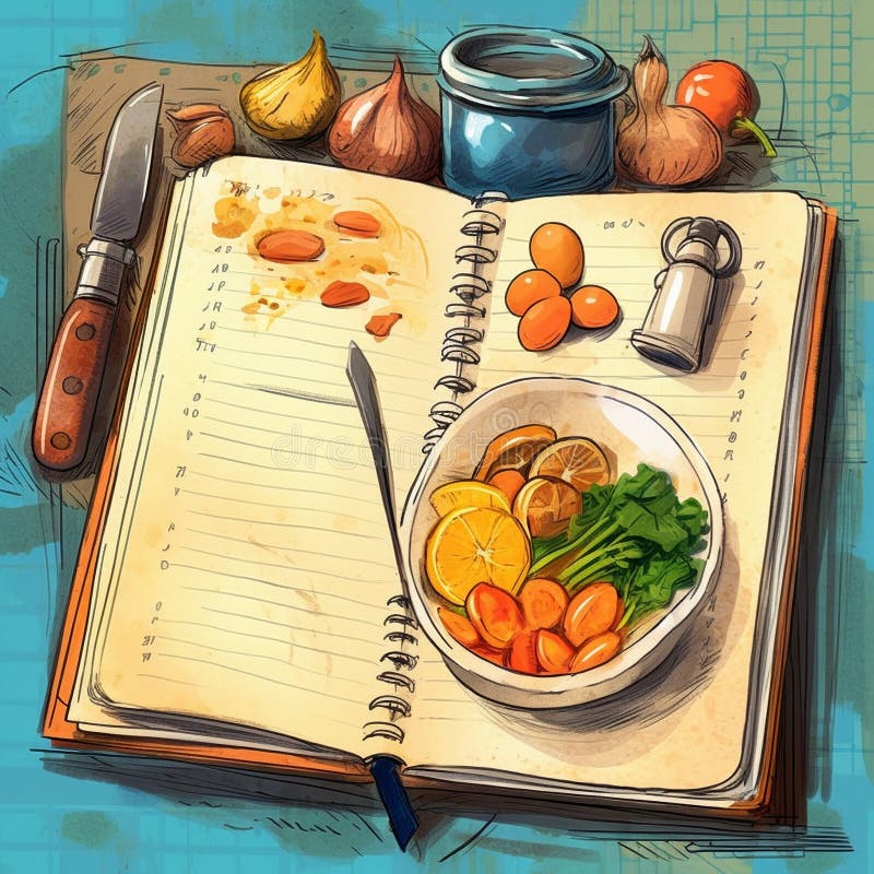 The Recipe Book is on the Table. the Cooking Process Stock Illustration ...