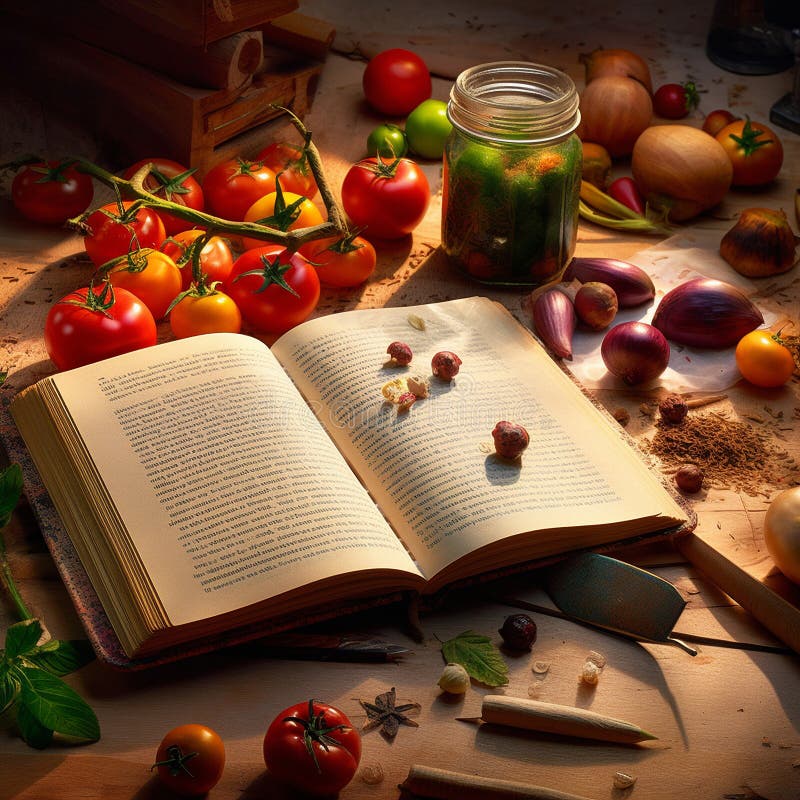 The Recipe Book is on the Table. the Cooking Process Stock Illustration ...