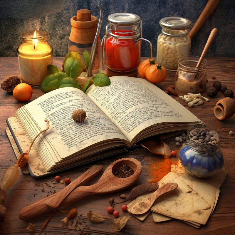 The Recipe Book is on the Table. the Cooking Process Stock Illustration ...