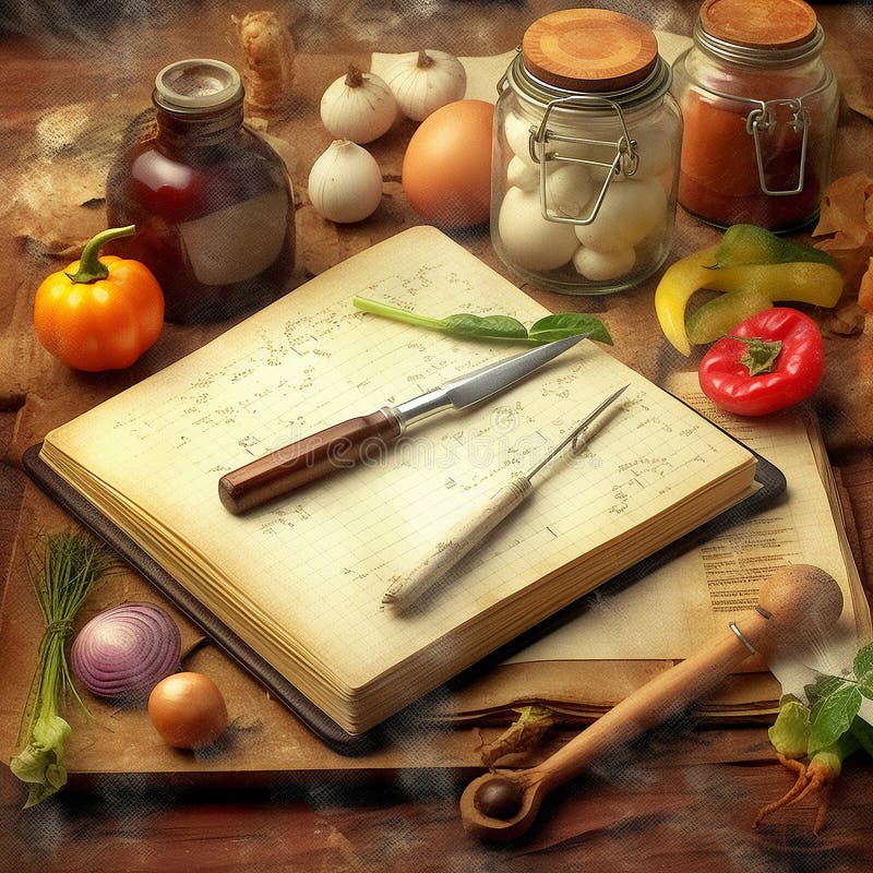 The Recipe Book is on the Table. the Cooking Process Stock Illustration ...