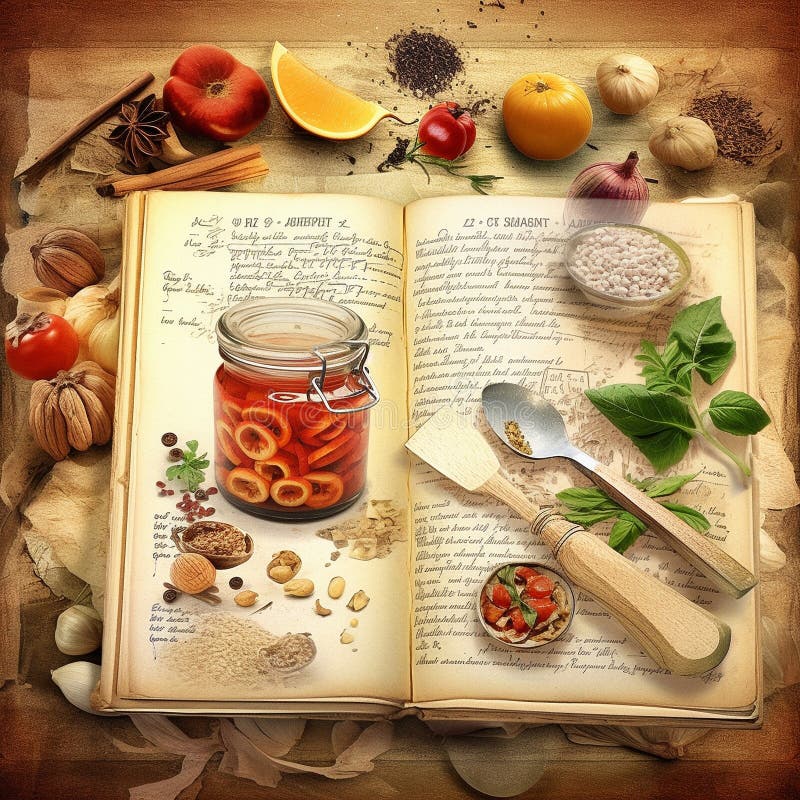 The Recipe Book is on the Table. the Cooking Process Stock Illustration ...