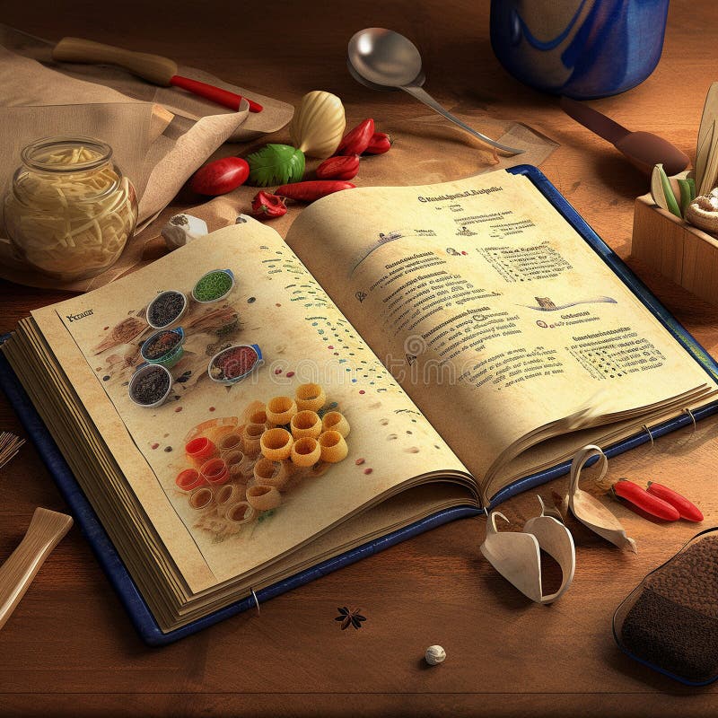 The Recipe Book is on the Table. the Cooking Process Stock Illustration ...