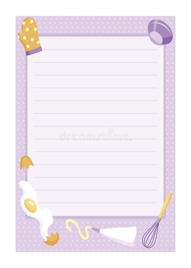 Recipe Card. Cooking Card Template. Culinary Notes and Sticker with ...