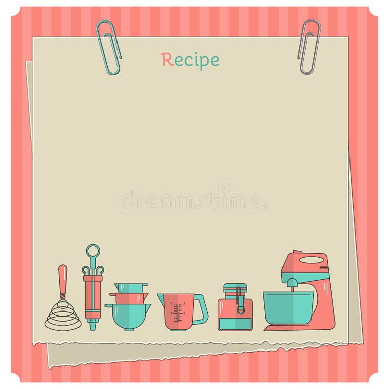 Recipe Card. Kitchen Note Template Stock Illustration - Illustration of ...