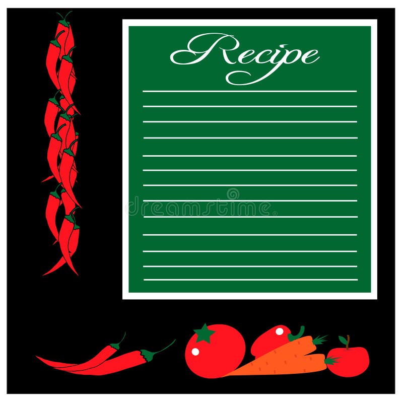 Recipe Card with Vegetables Stock Vector - Illustration of cafe, eating ...