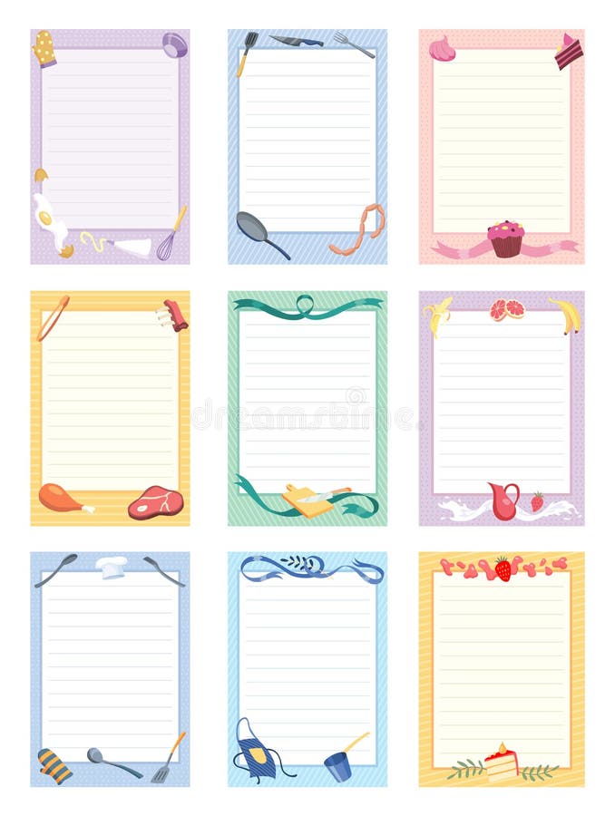 Recipe Cards Set. Cooking Card Template Stock Illustration ...