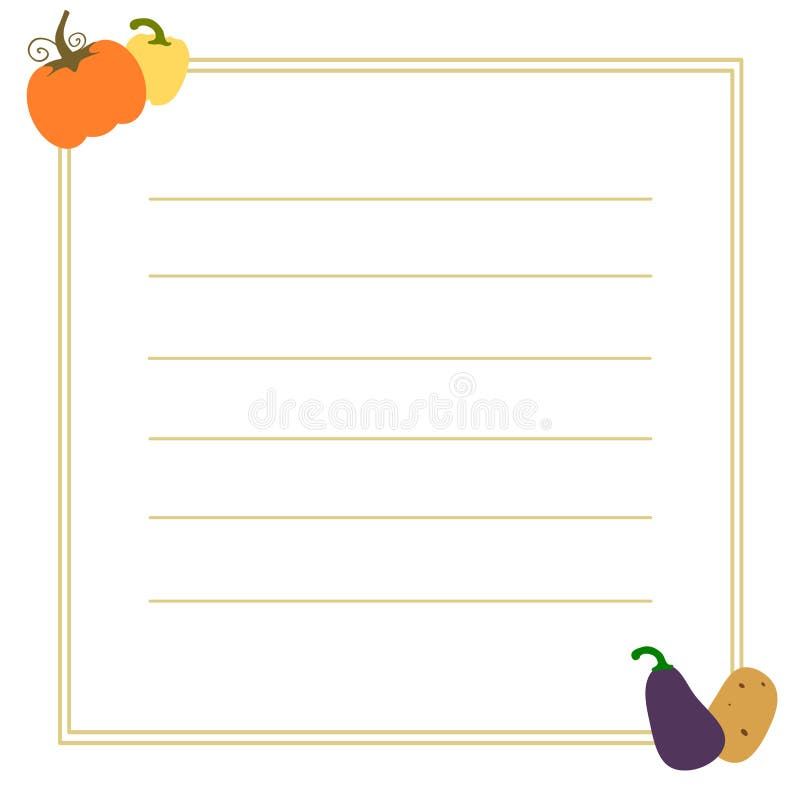 Recipe Frame Card Printable Template Stock Vector - Illustration of ...