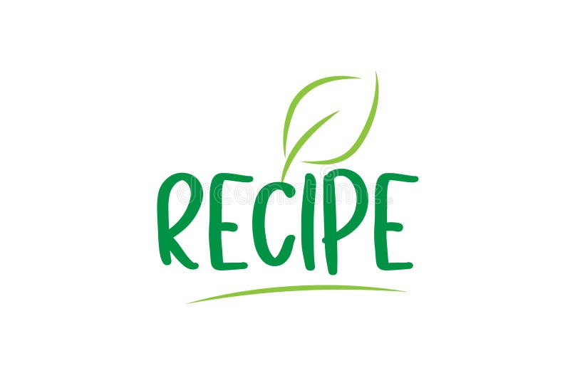 Recipe Green Word Text with Leaf Icon Logo Design Stock Vector ...
