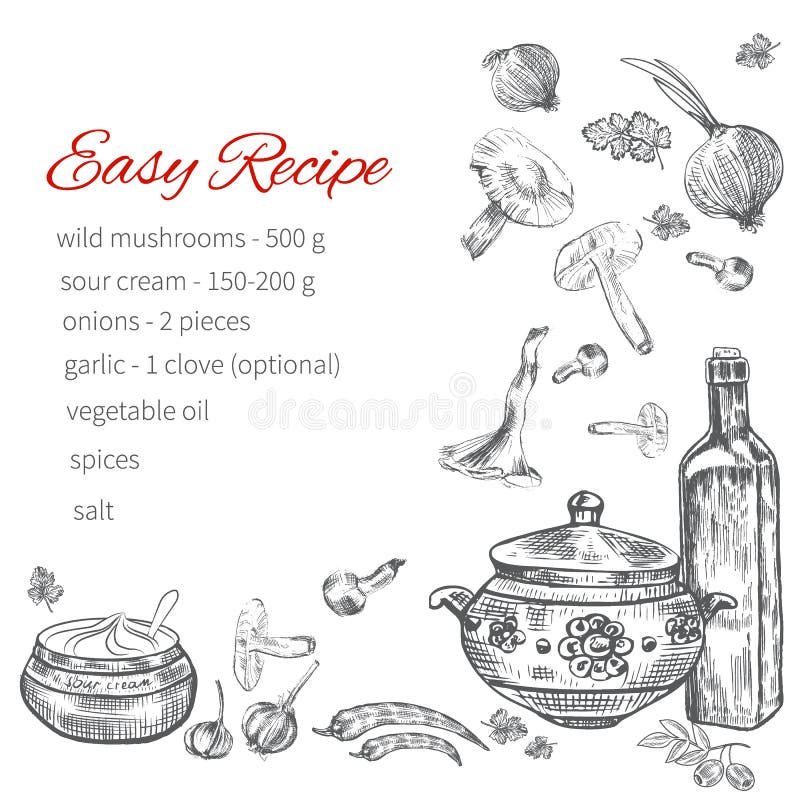 Recipe Hand Drawn Template, Vector Page Menu Design, Kitchen Bac Stock ...