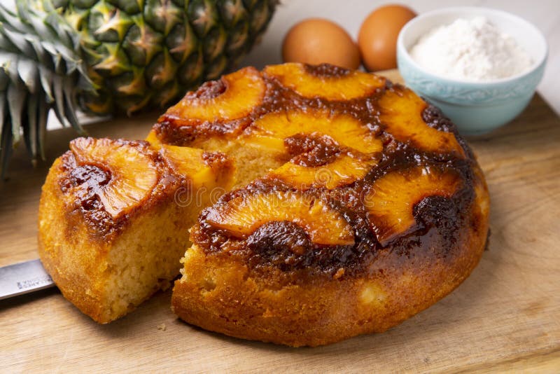 Inverted Pineapple Sponge Cake. Stock Photo - Image of cake, piece ...