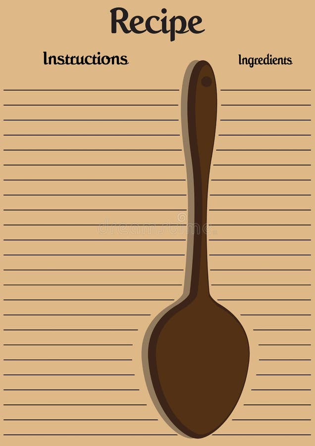 Recipe Page Big Spoon stock illustration. Illustration of wooden - 62264950