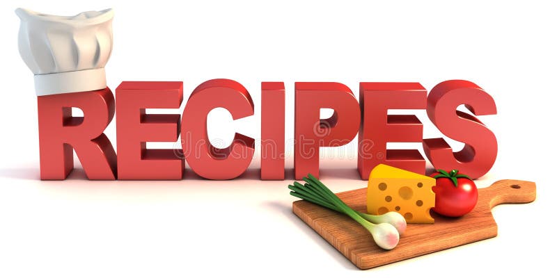 Recipes 3d concept stock illustration. Illustration of meal - 23117345