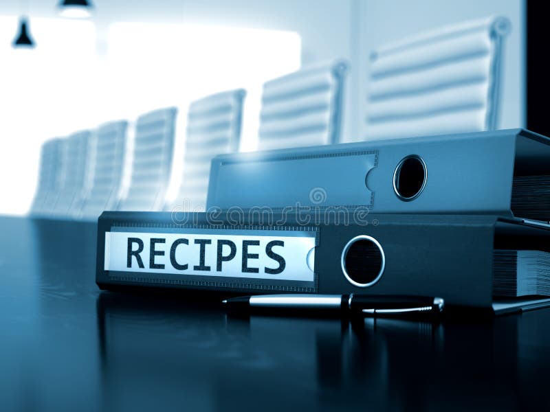 Recipes on File Folder. Toned Image. 3D. Stock Photo - Image of ...