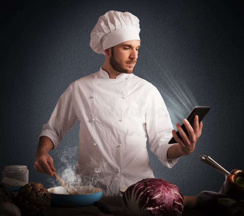 Recipes on the tablet stock image. Image of ingredient - 61886989
