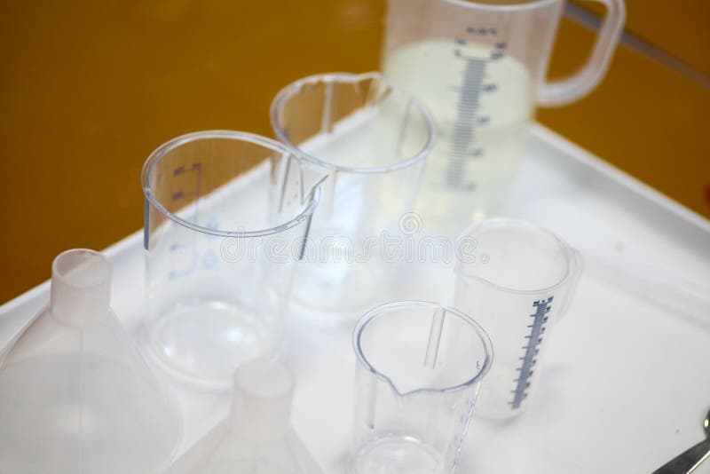 Recipients in Chemistry Lab Stock Image - Image of flask, liquid: 68786081