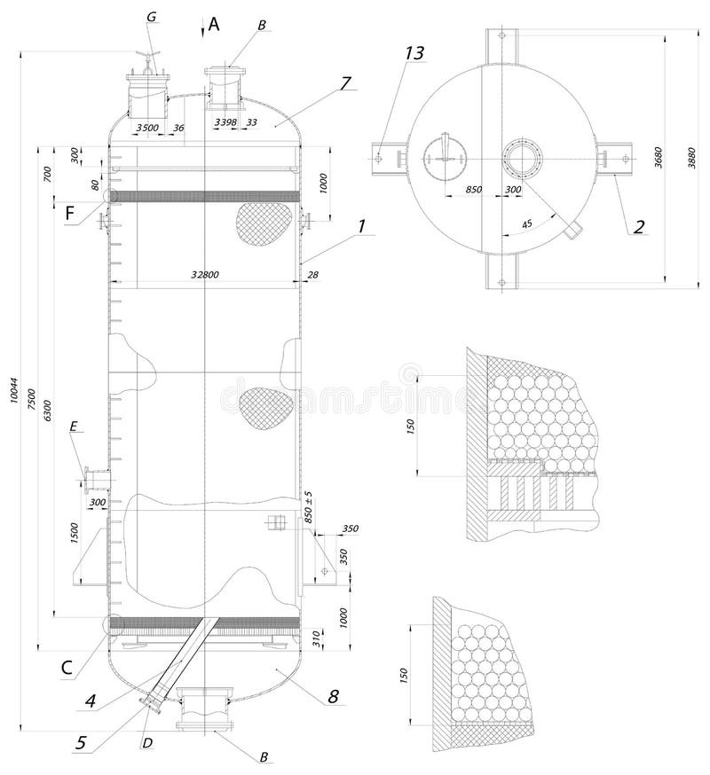 Recirculation Column Sketch. Vector Image Stock Vector - Illustration ...