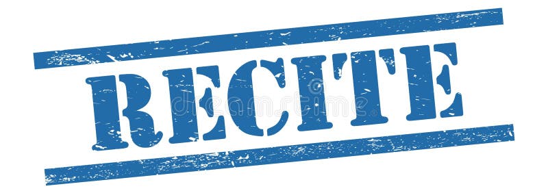 RECITE Text on Blue Grungy Lines Stamp Stock Illustration ...