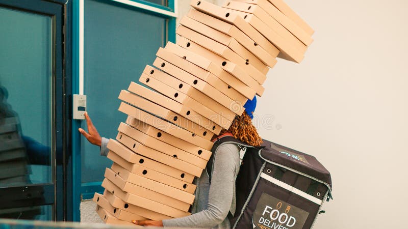 Reckless Delivery Worker Dropping Pizza Boxes Stock Photo - Image of ...