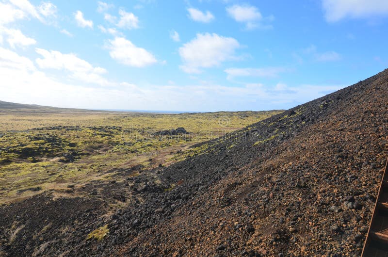 Reclaimed Lava Rock Landscape with Moss Covered Rocks Stock Image ...