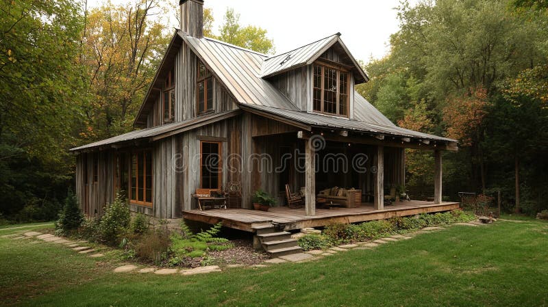 Reclaimed Materials in Rustic Eco Renovation. Stock Image - Image of ...