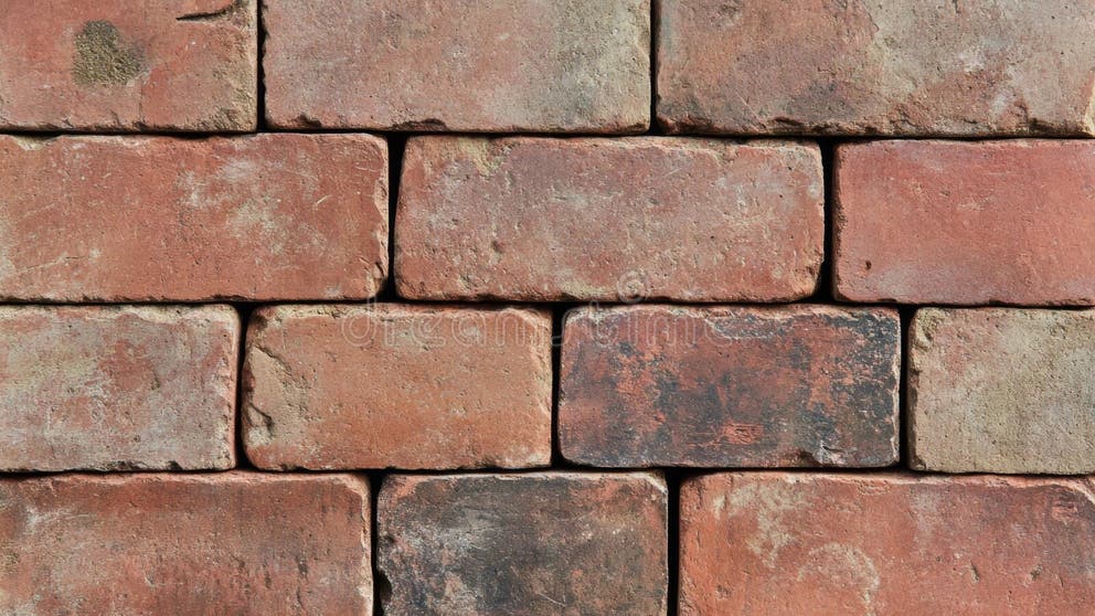 Reclaimed Red Bricks Form a Rustic Wall Stock Illustration ...