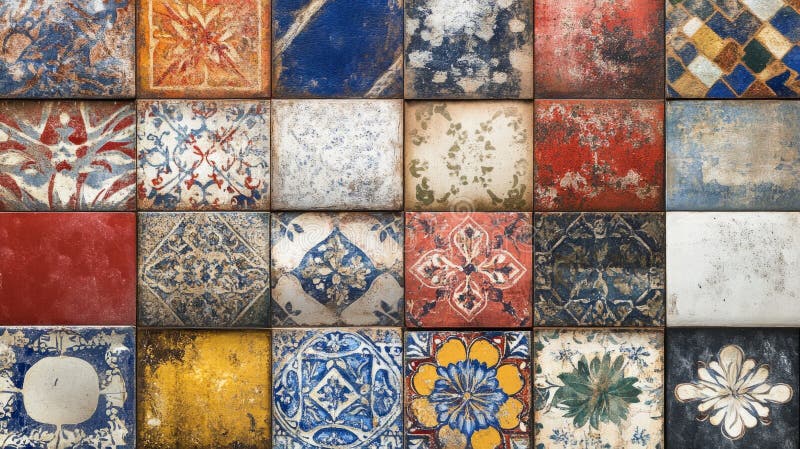 Reclaimed Tile Collage for Interior Design with Vibrant Patterns and ...